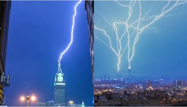 Electrifying Encounter: Lightning Strikes Grand Mosque of Mecca Amidst ...